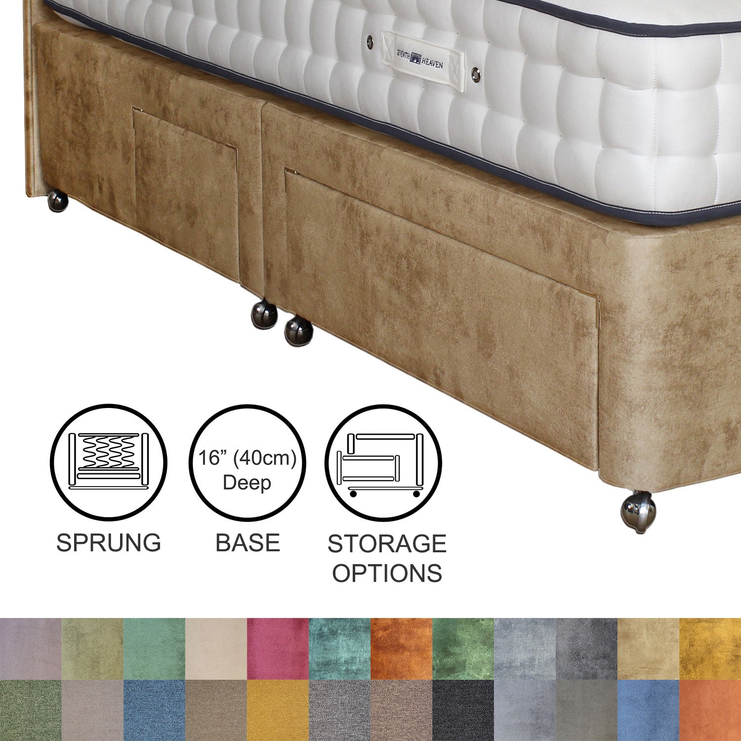 16" (40cm) Deep SPRUNG Divan Base - Luxury Range - King