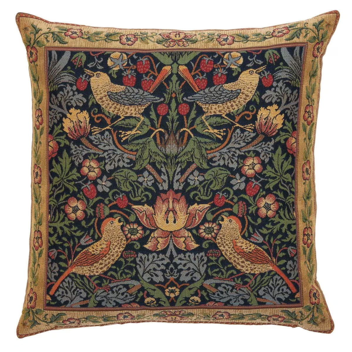 Strawberry Thief Classic & Beige Border Cushion